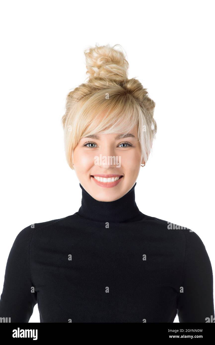 emotions, expressions, advertisement and people concept - happy smiling ...