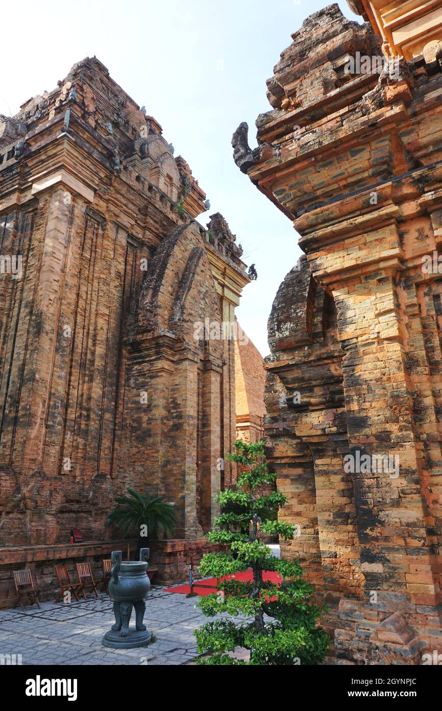 Partially restored stone ruins of the ancient Po Nagar Cham Towers ...