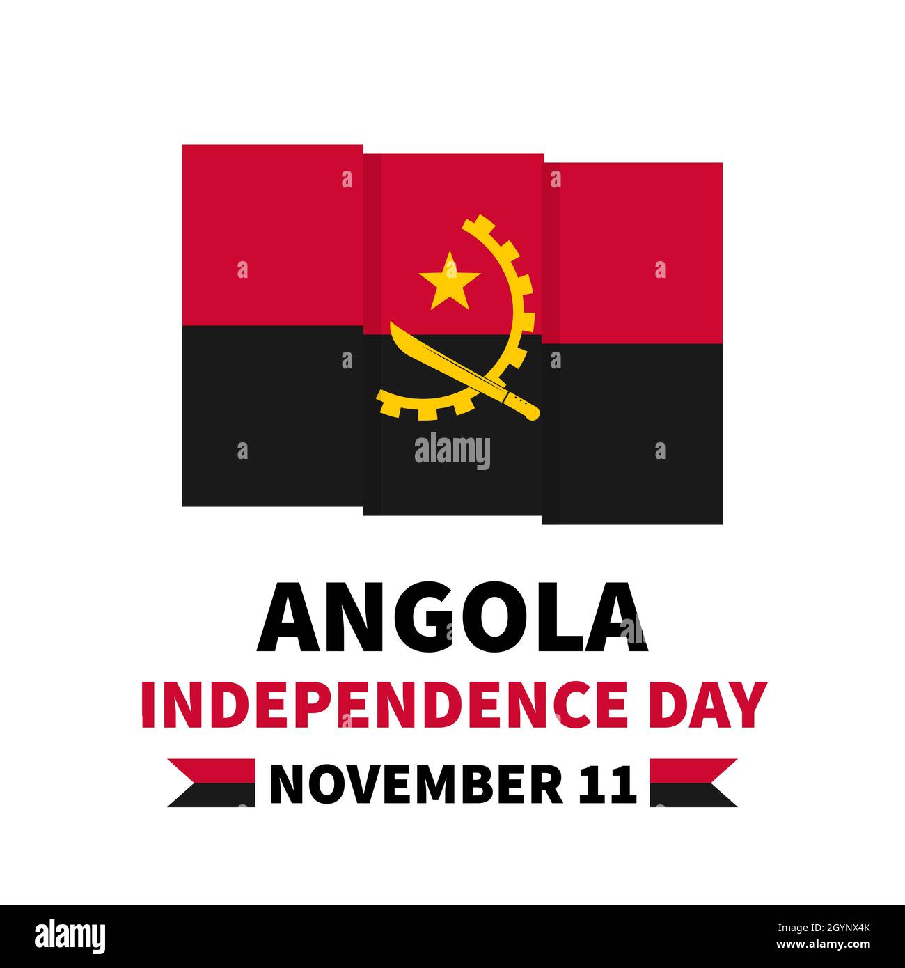 Angola Independence Day lettering with flag. National holiday celebrate ...