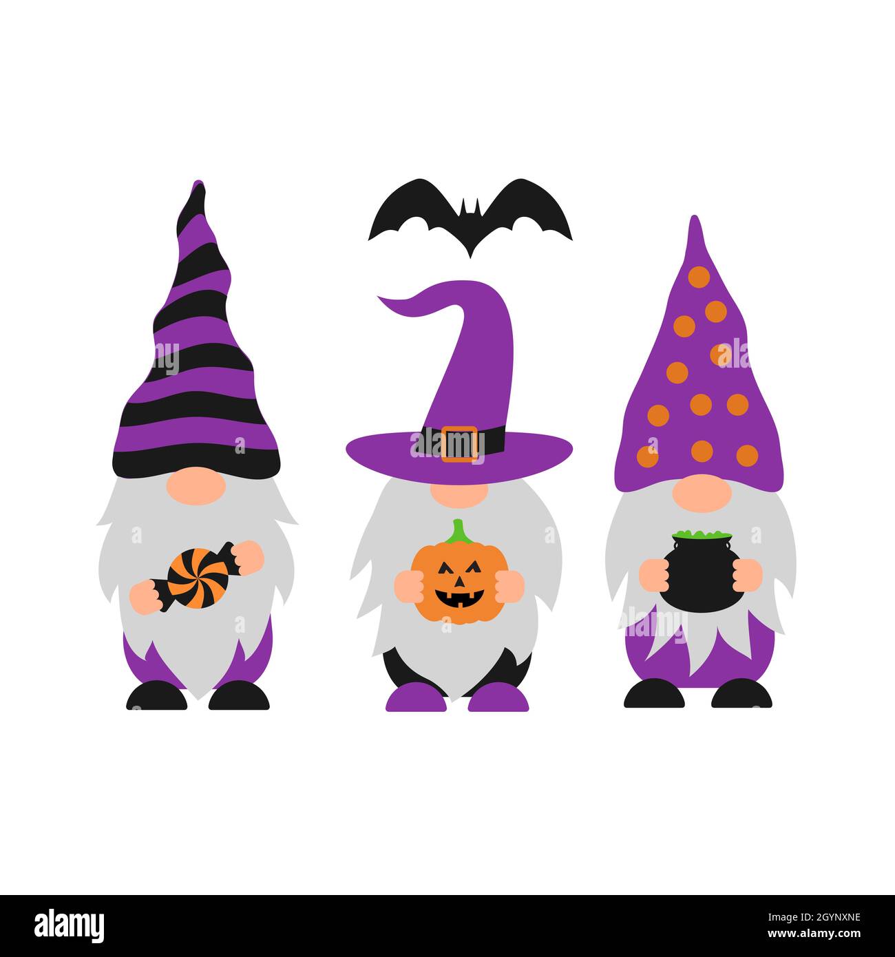 Halloween Gnomes. Cute cartoon characters. Vector template for ...