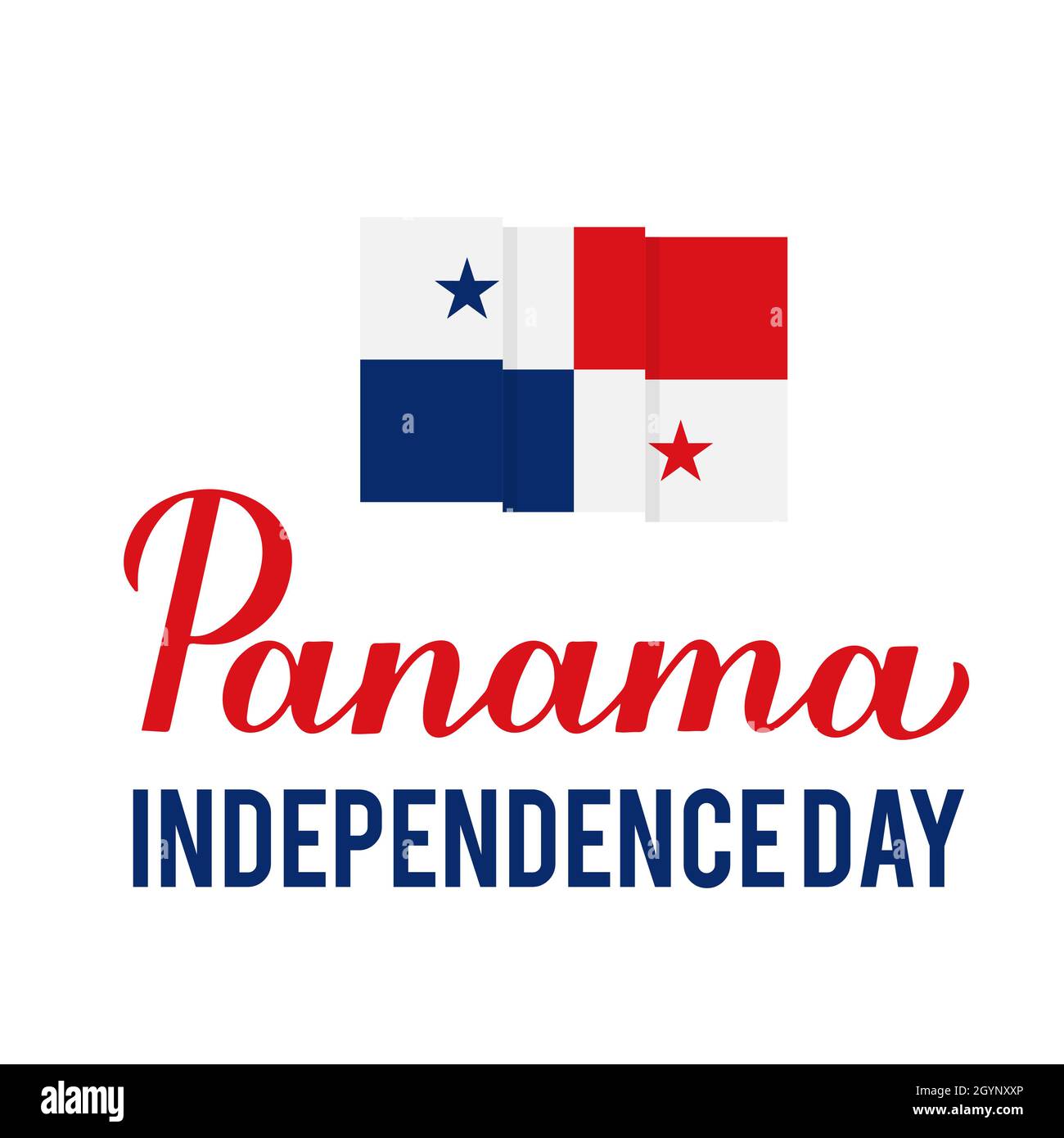 Panama Independence Day calligraphy lettering with flag. National ...