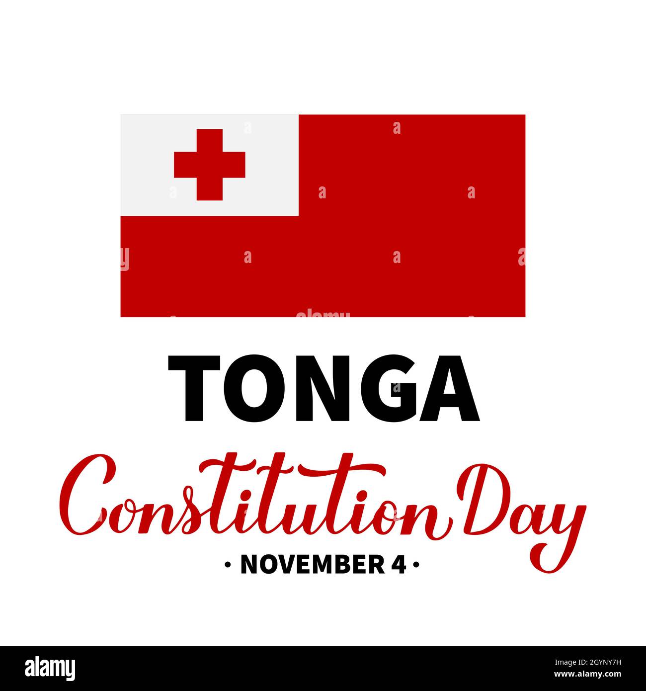 Tonga Constitution Day calligraphy hand lettering with flag. Holiday ...