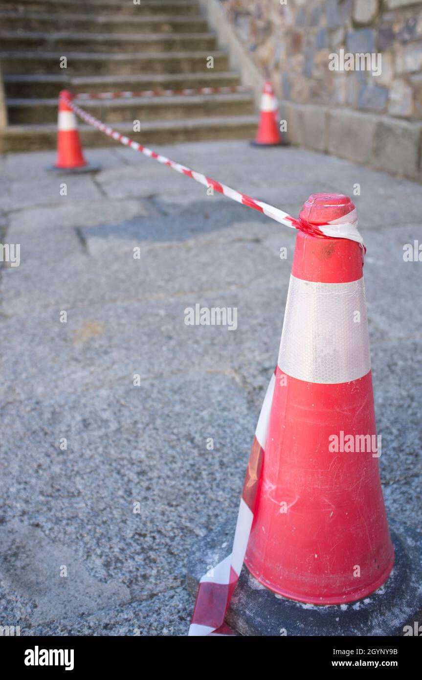 Caution tape cones hi-res stock photography and images - Alamy