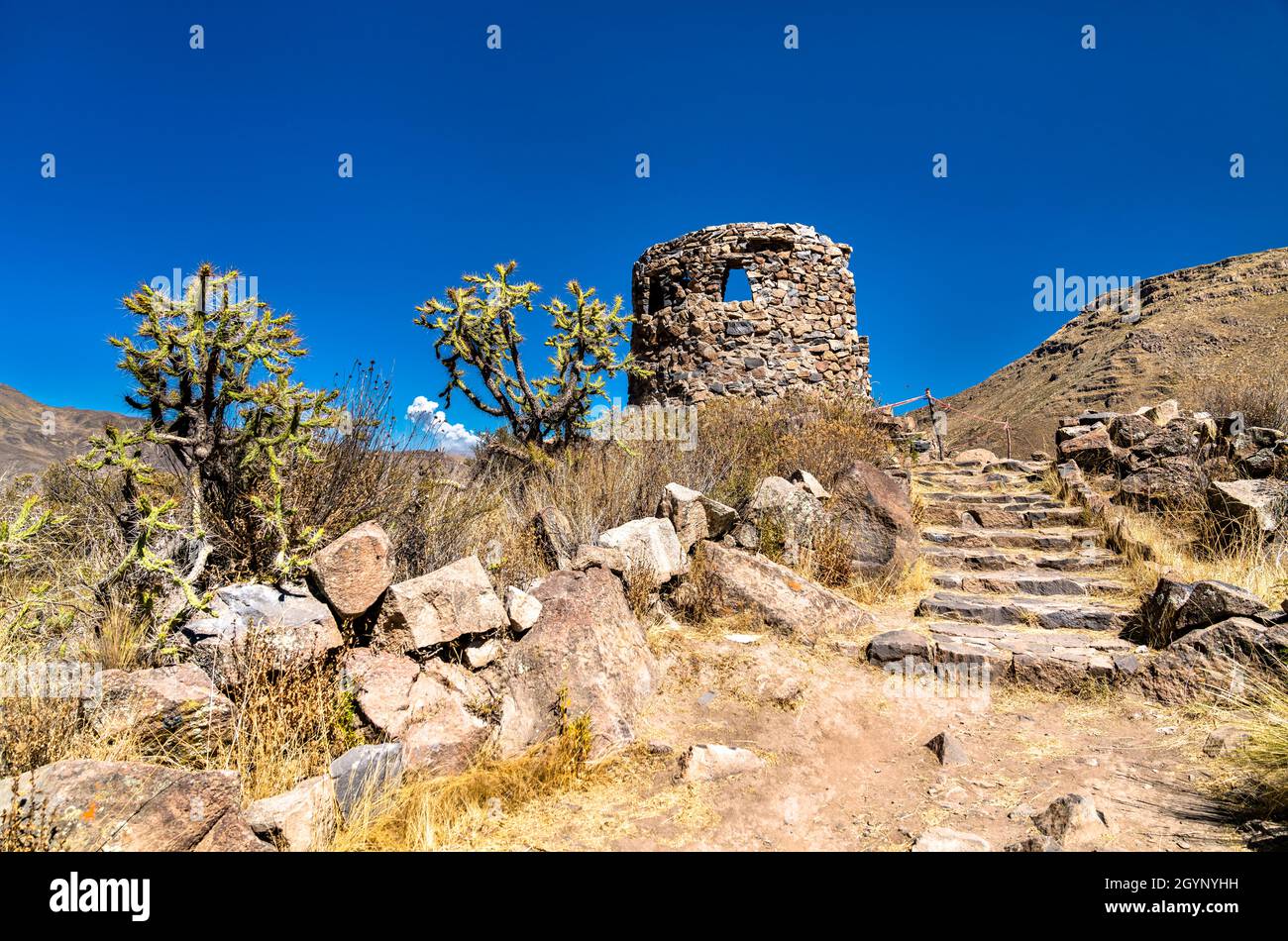 Pre-Incan ruins at Chivay in Peru Stock Photo - Alamy