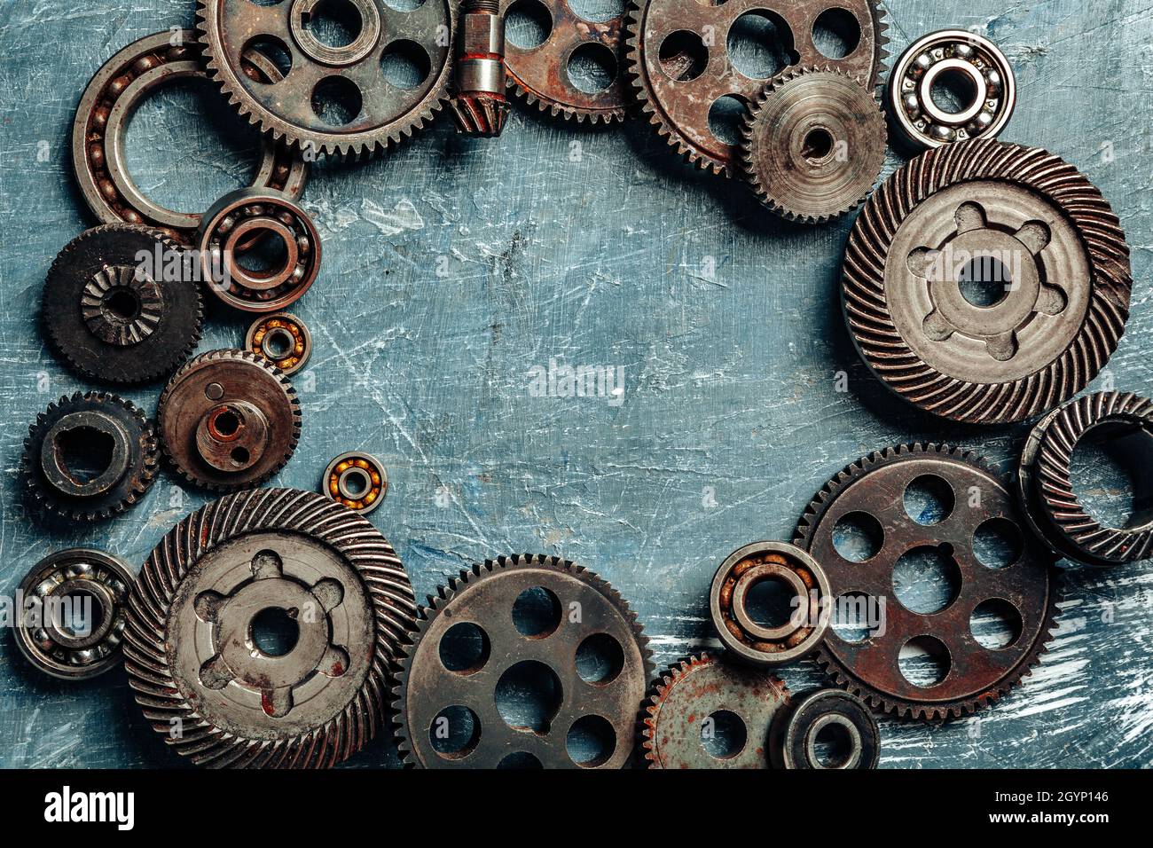 Top view of old rusty car parts Stock Photo - Alamy