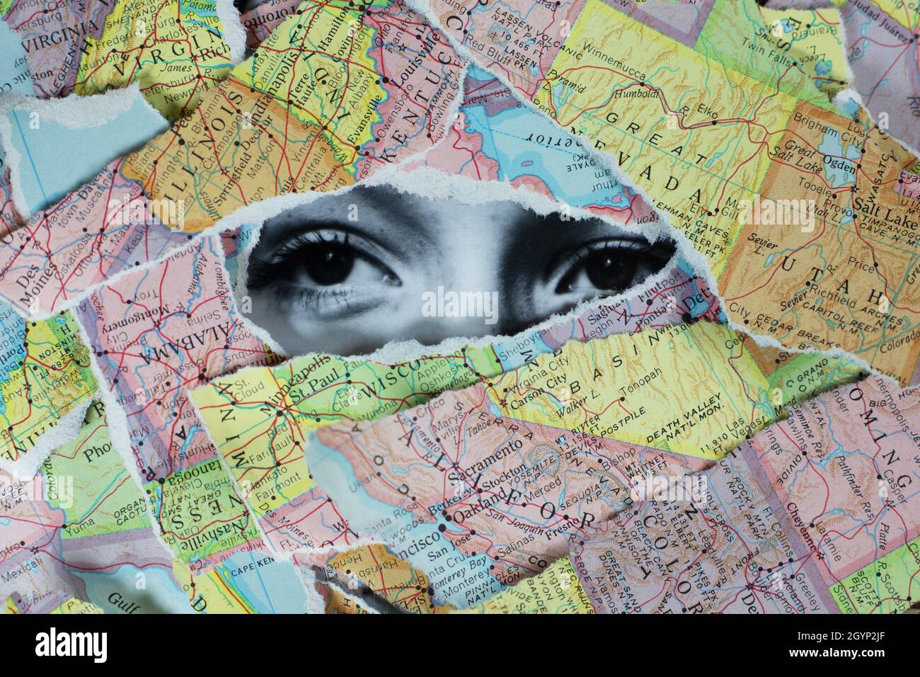 Map collage hi-res stock photography and images - Alamy