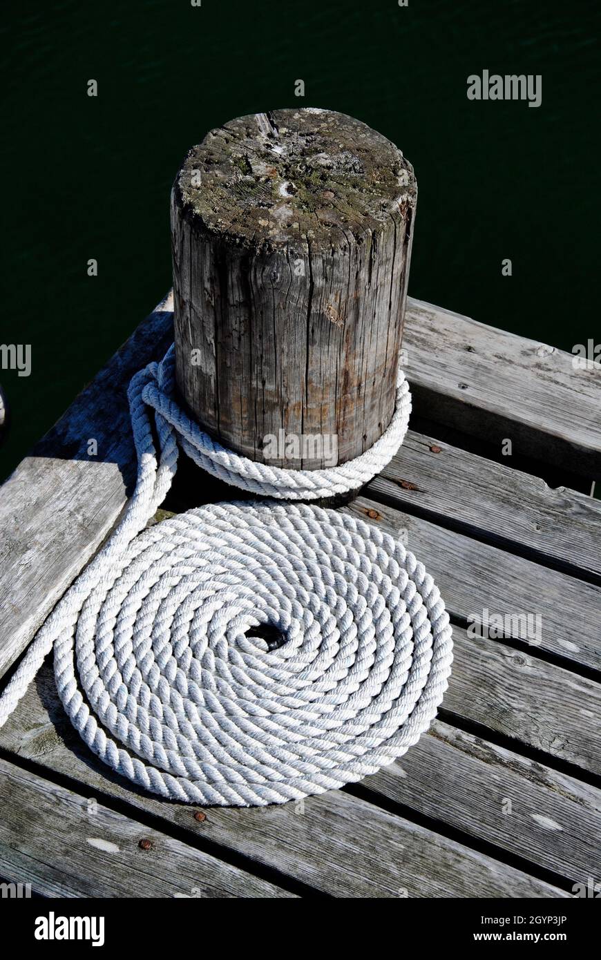 Line for docking boat on island in Fjällbacka archipelago on the ...