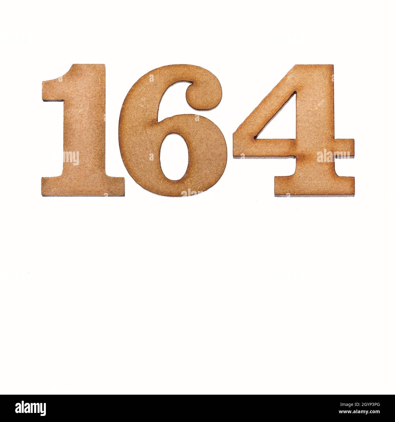 Number 164 in wood, isolated on white background Stock Photo - Alamy