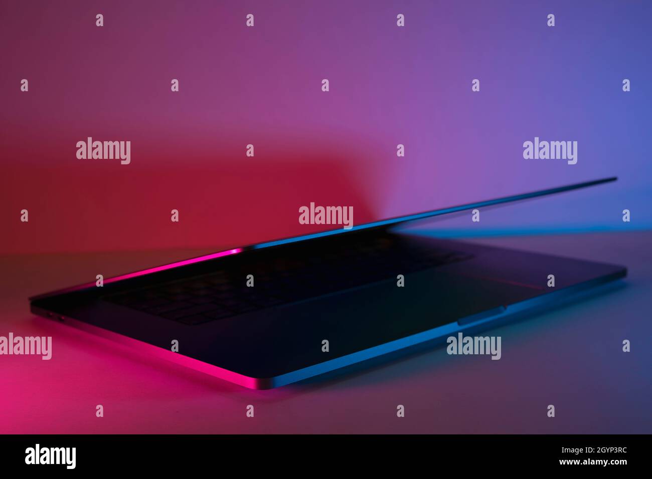 Modern New Laptop On Pink Background Technology Computer Concept Stock ...