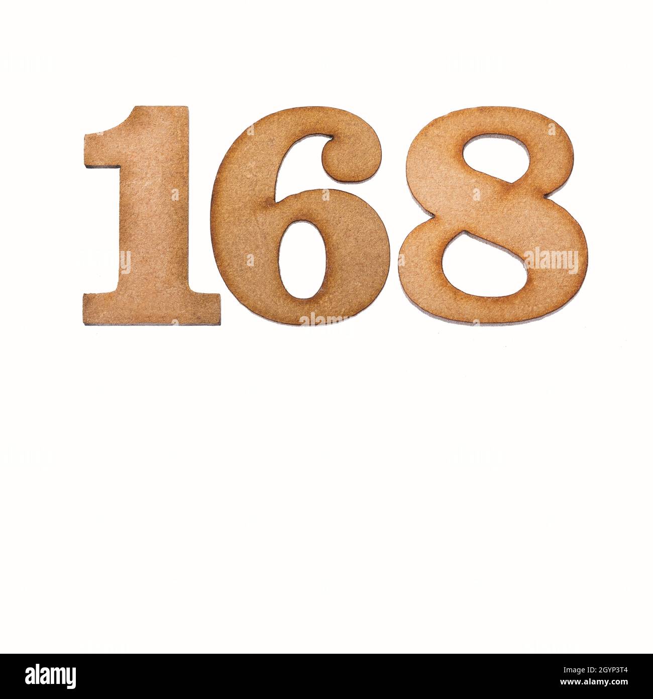 Number 168 in wood, isolated on white background Stock Photo - Alamy