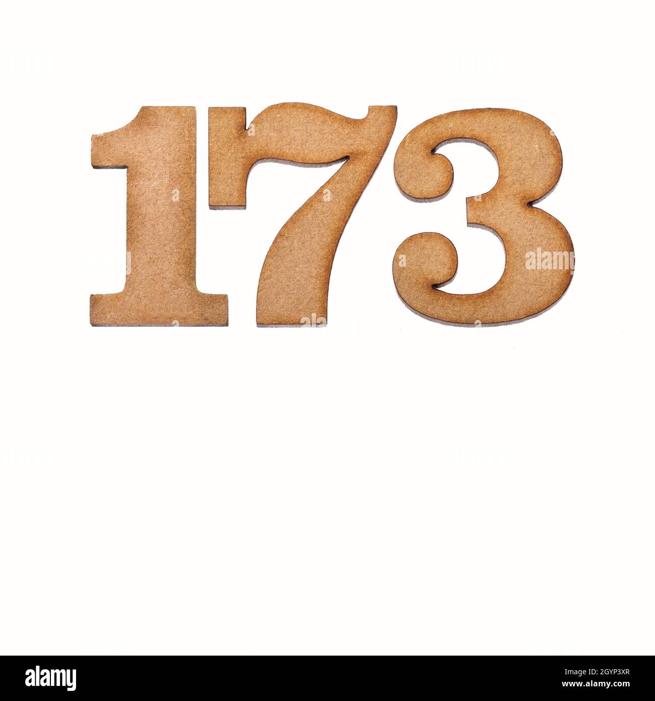 Number 173 - Piece of wood isolated on white background Stock Photo - Alamy