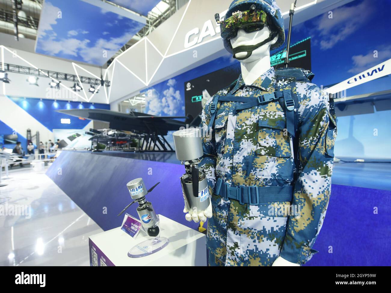 ZHUHAI, CHINA - OCTOBER 1, 2021 - The rainbow-817 micro attack UAV was ...