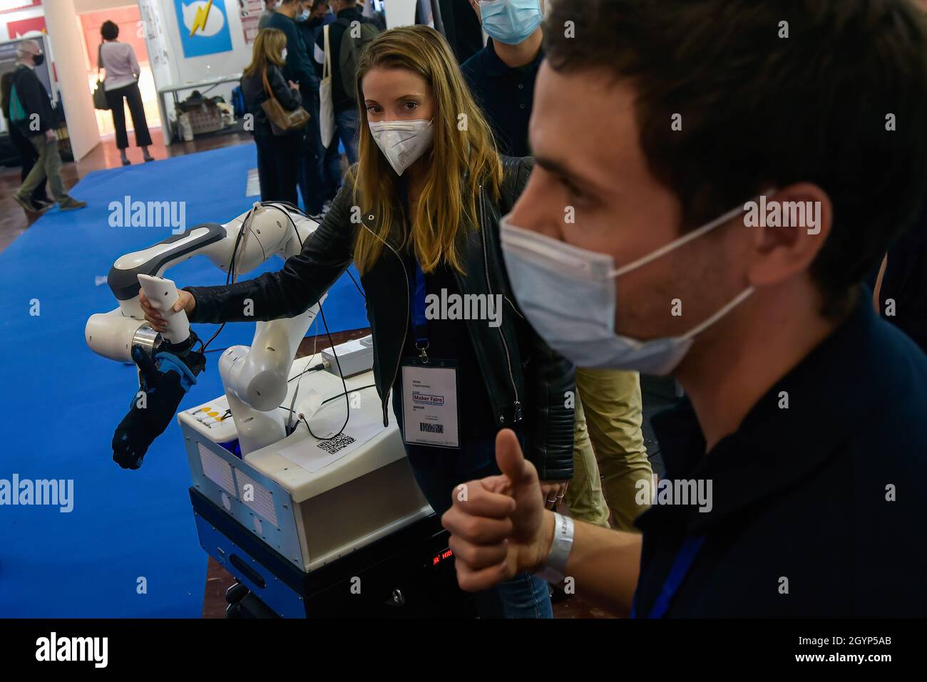 Technicians of the Italian Institute of Technology (IIT) show how a ...