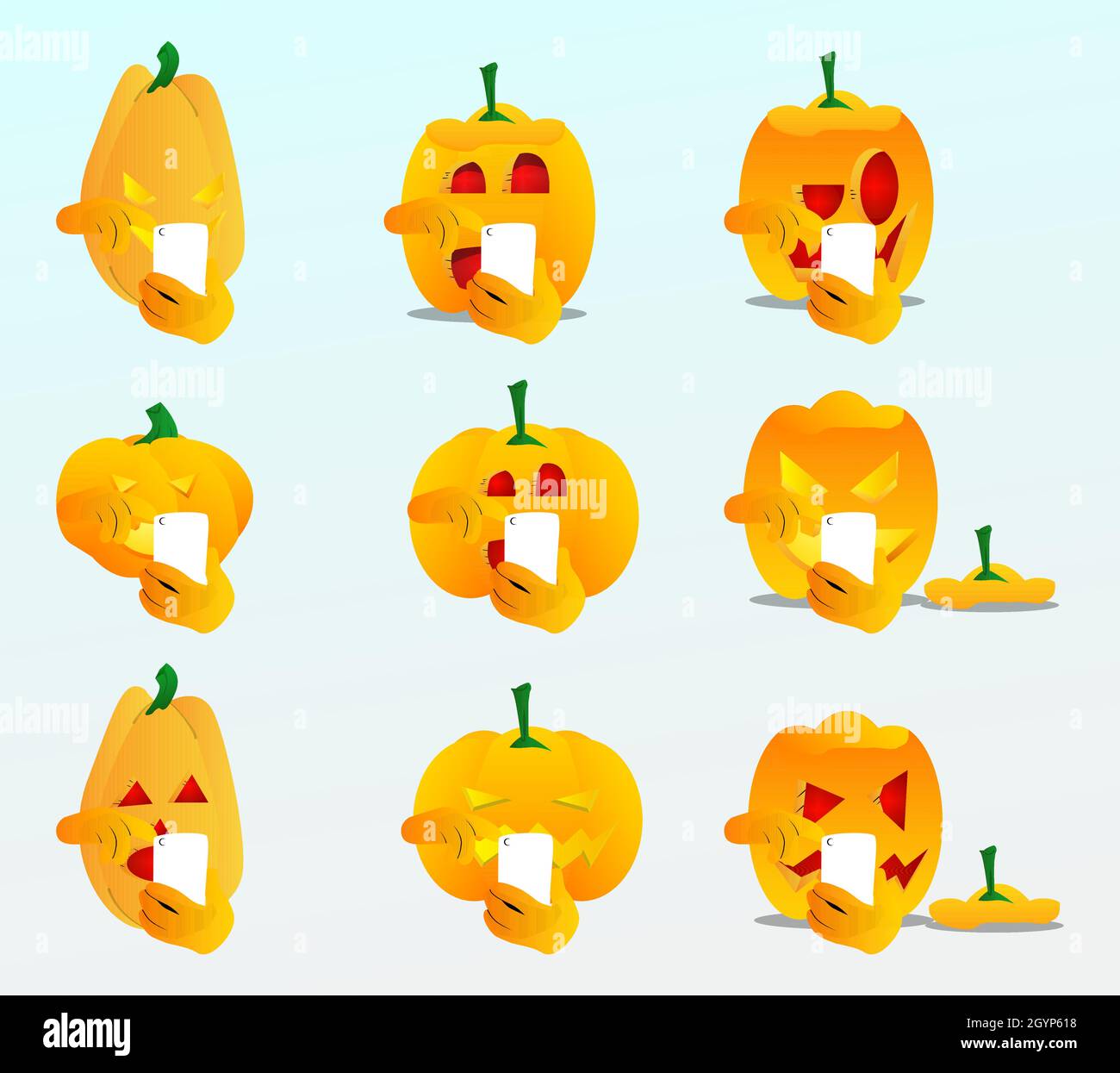 Decorative pumpkin for Halloween using a mobile phone as a cartoon ...