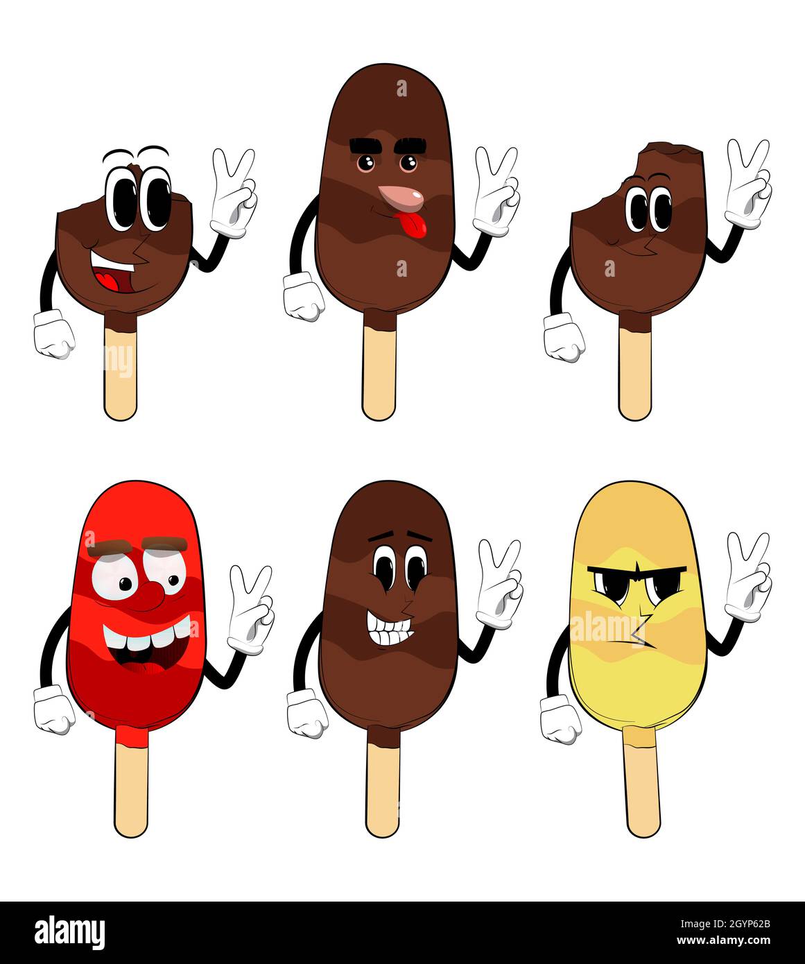 Ice Cream showing the V sign, peace hand gesture. Summer refreshment ...