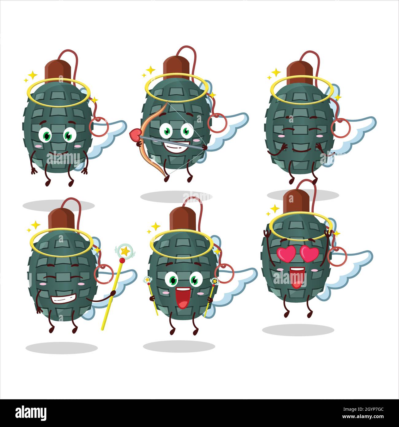 Granade firecracker cartoon designs as a cute angel character. Vector ...