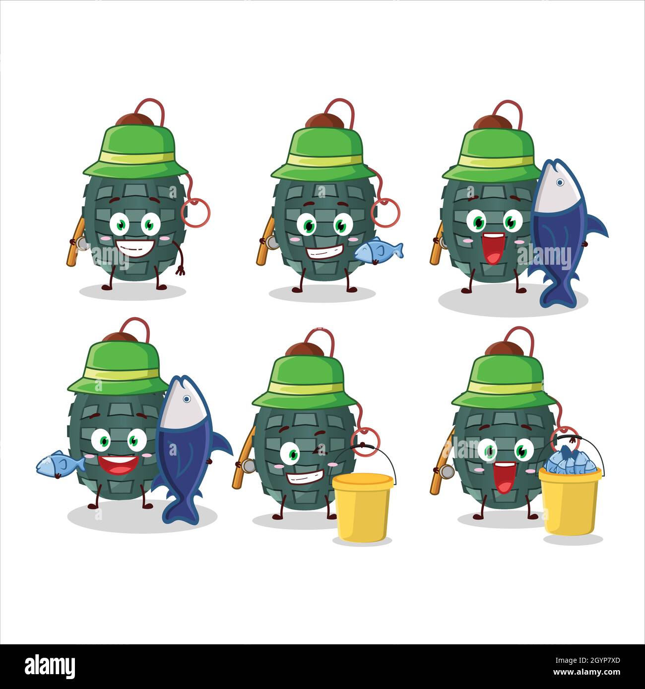 A fisherman granade firecracker cartoon picture catch a big fish ...