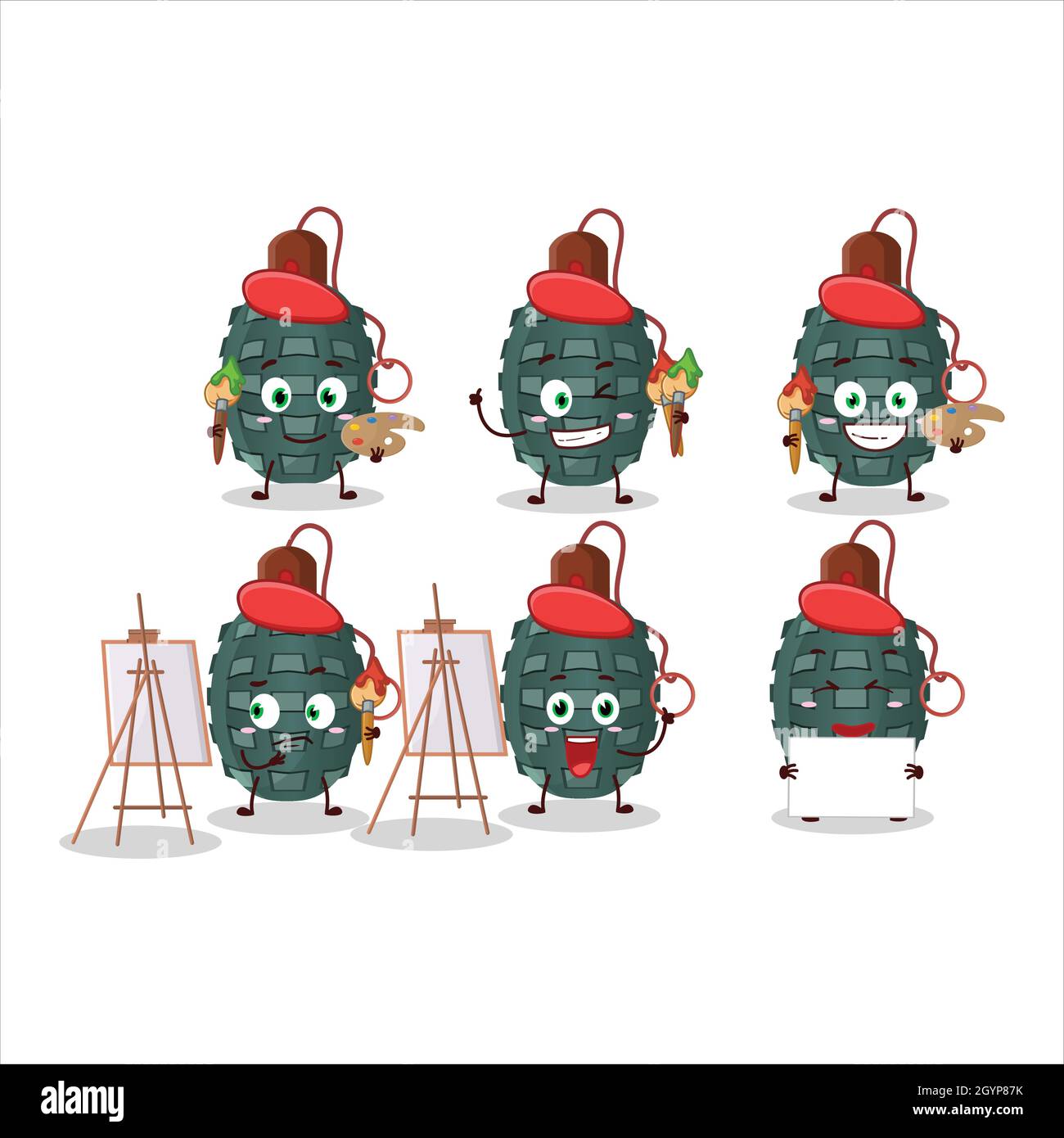 Artistic Artist of granade firecracker cartoon character painting with ...