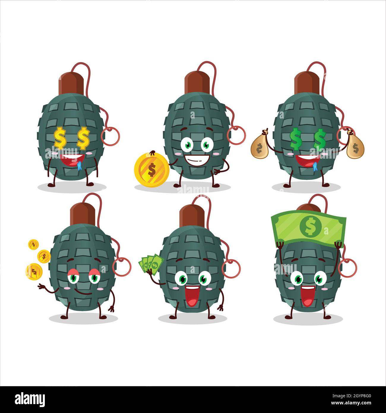Granade firecracker cartoon character with cute emoticon bring money ...