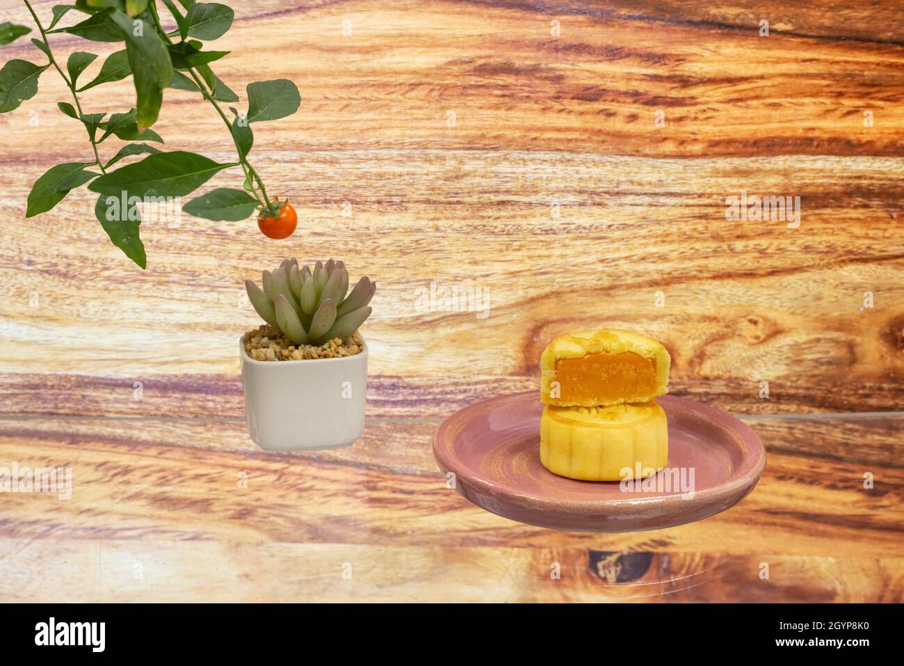 Moon cake with pretty background, a traditional food, cuisine, or snack ...