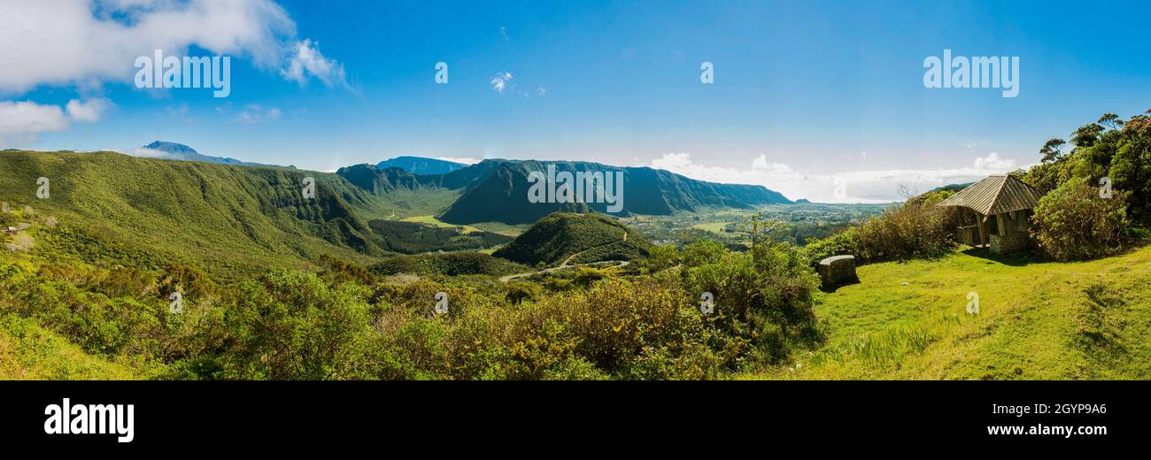 Panoramic landscape and view of mountains at Reunion Island Stock Photo ...