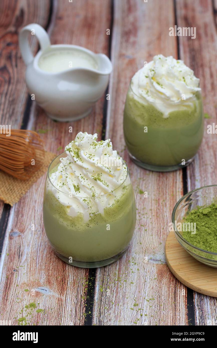 Iced Matcha Green Tea Latte Stock Photo - Alamy