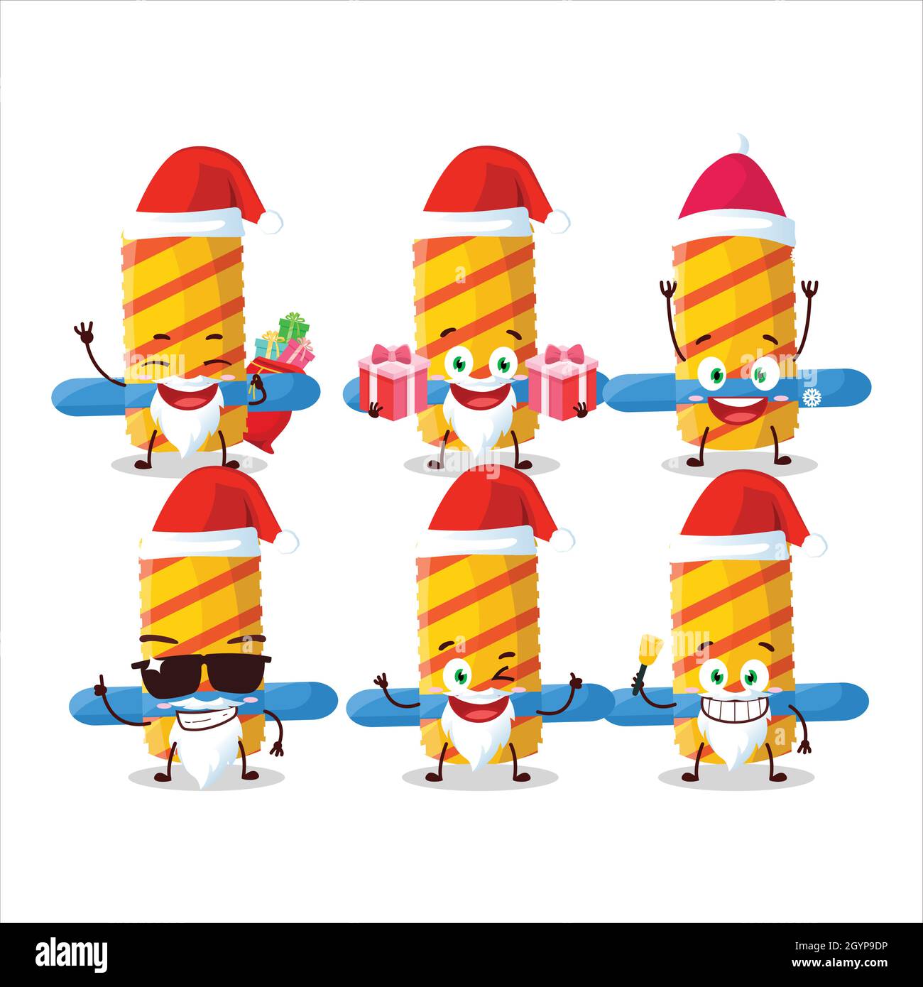 Santa Claus emoticons with firework spinner cartoon character. Vector ...