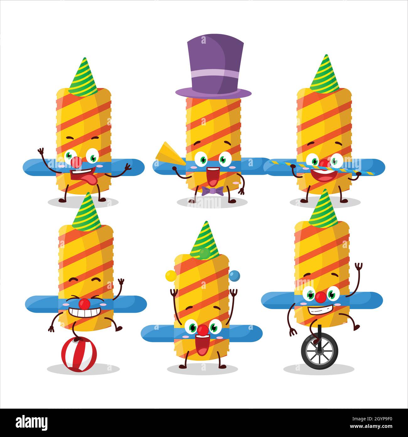 Cartoon character of firework spinner with various circus shows. Vector ...