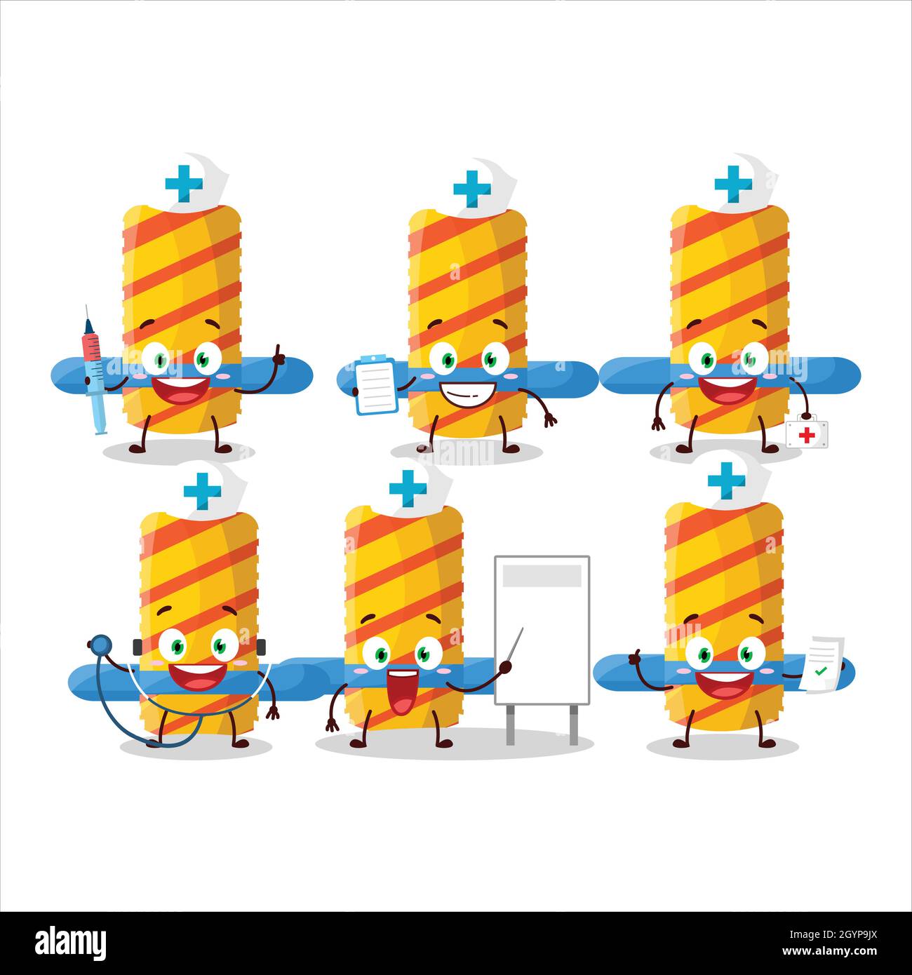 Doctor profession emoticon with firework spinner cartoon character ...