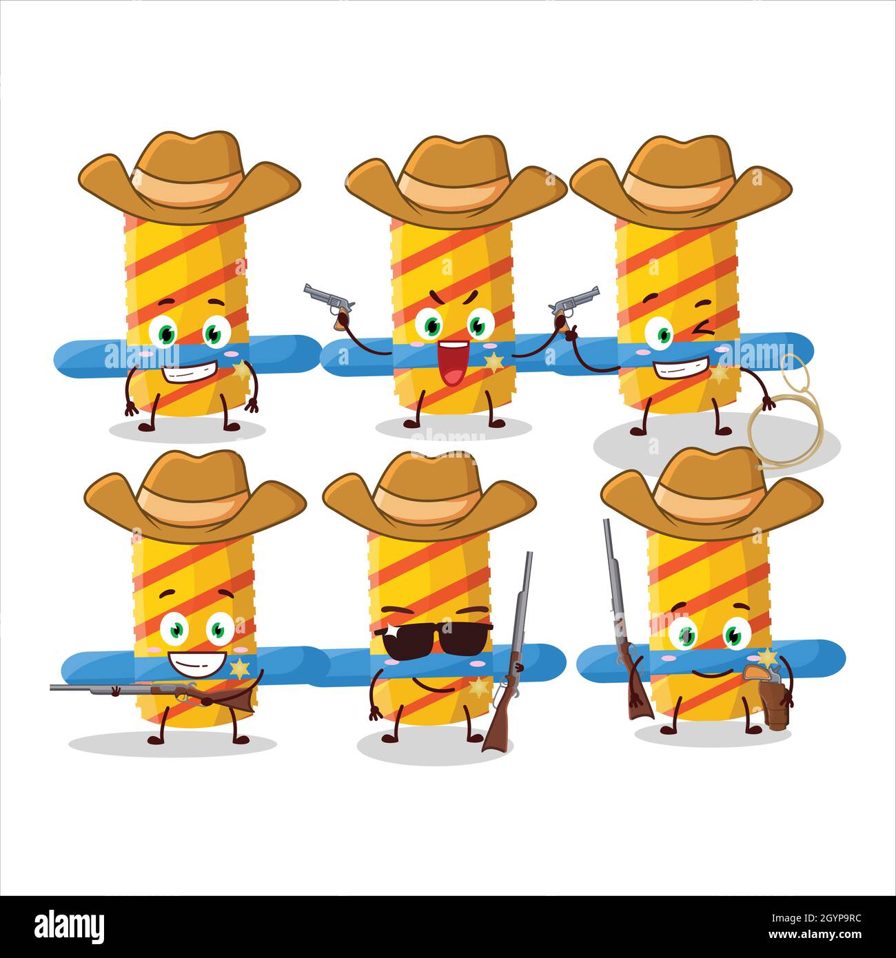 Cool cowboy firework spinner cartoon character with a cute hat. Vector ...