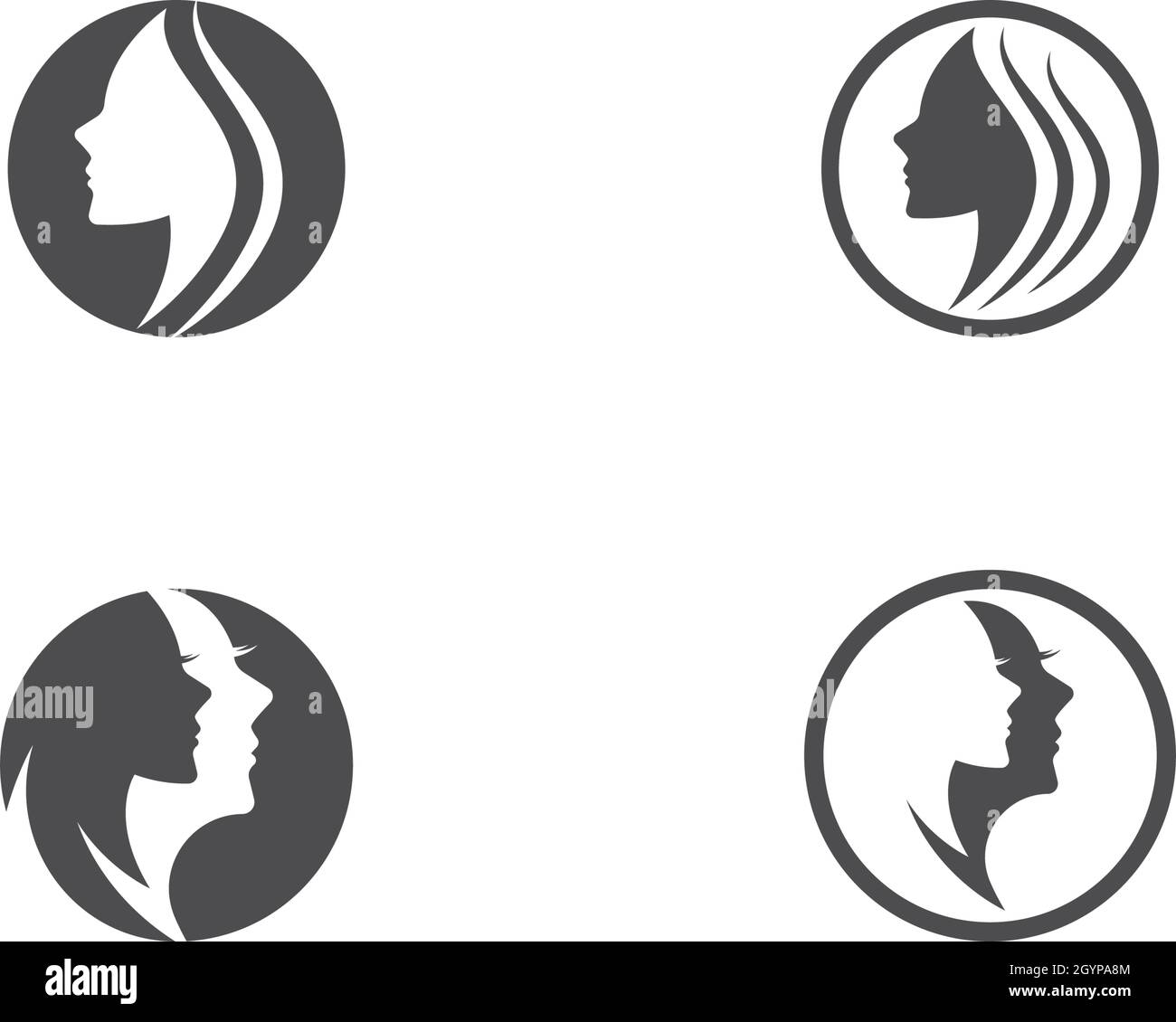 women face silhouette character illustration logo icon vector Stock ...