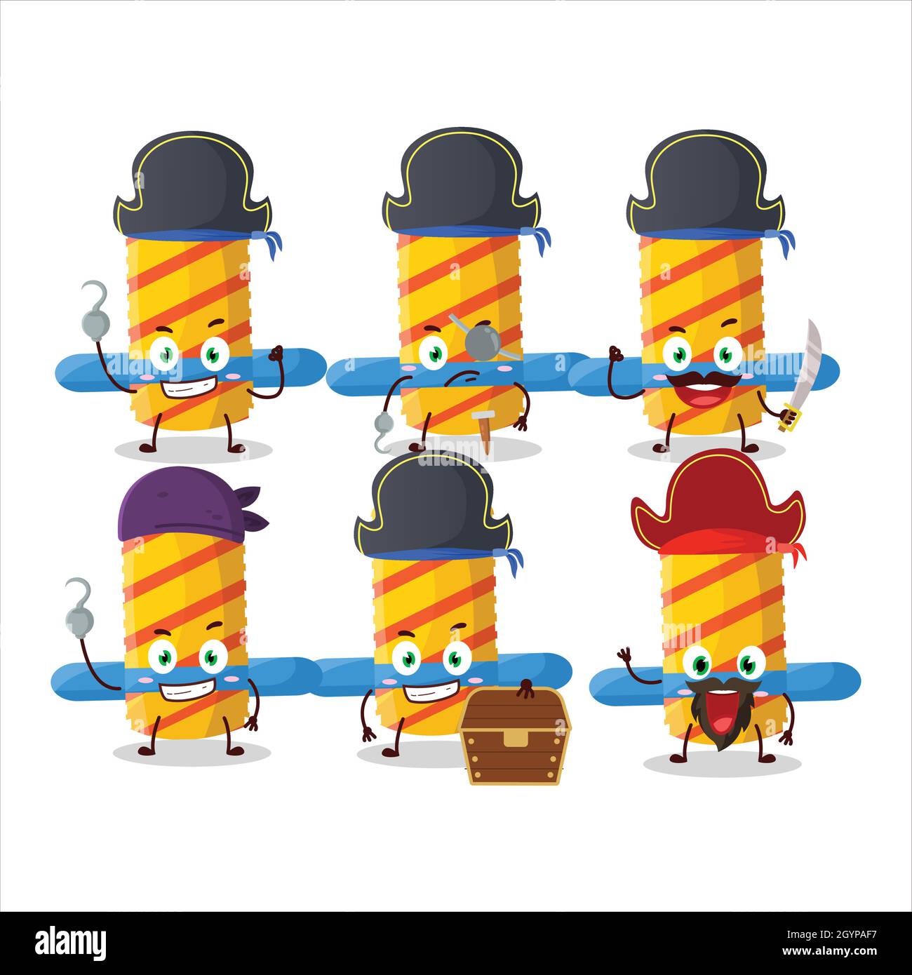 Cartoon character of firework spinner with various pirates emoticons ...
