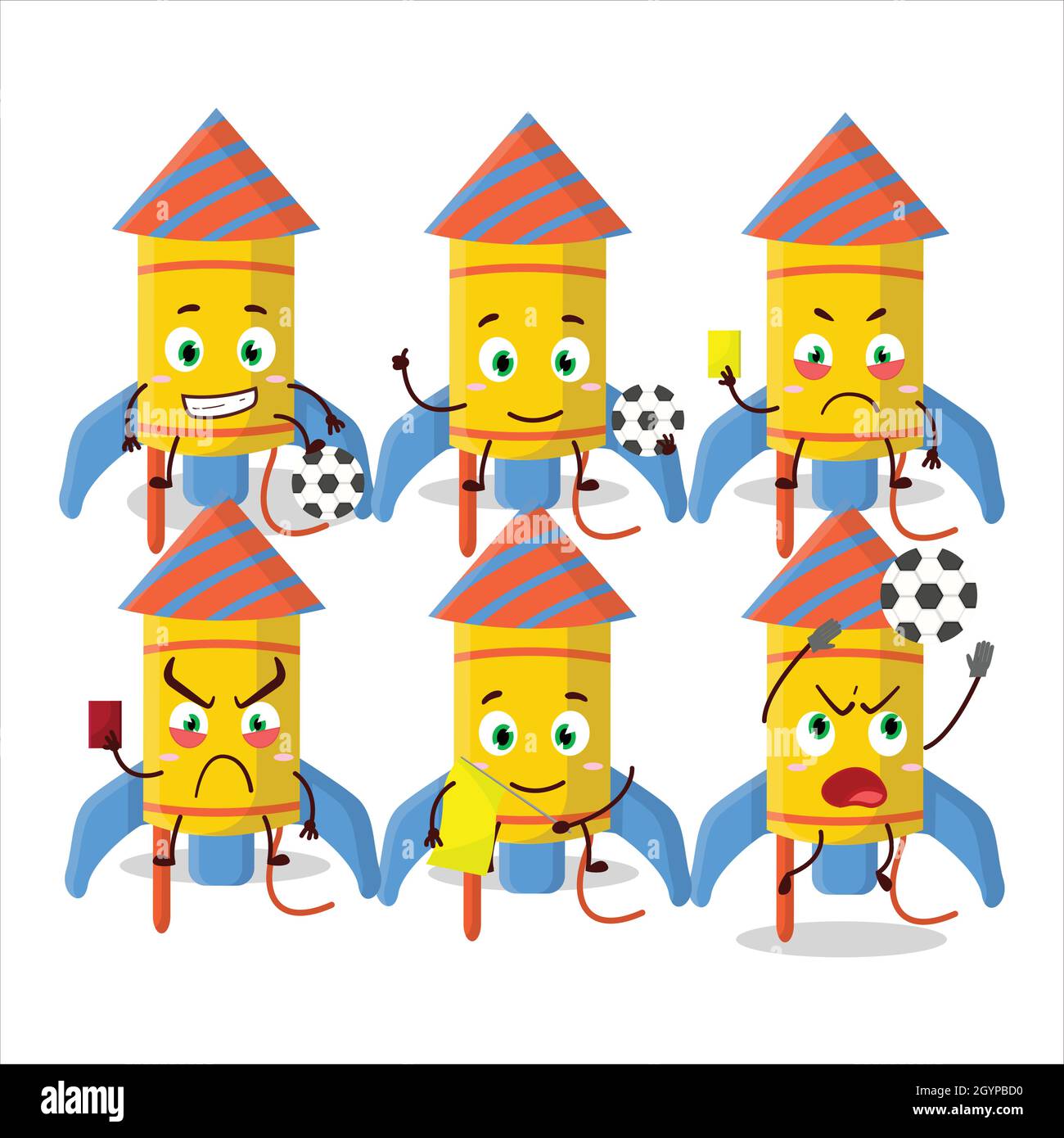 Firework rocket festival cartoon character working as a Football ...
