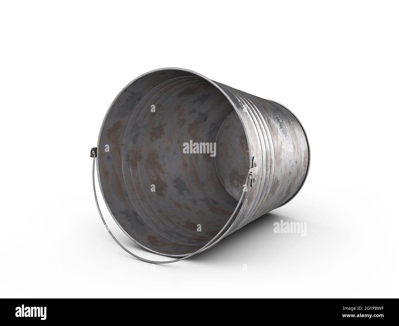 Metal bucket on a white background. 3d illustration Stock Photo - Alamy