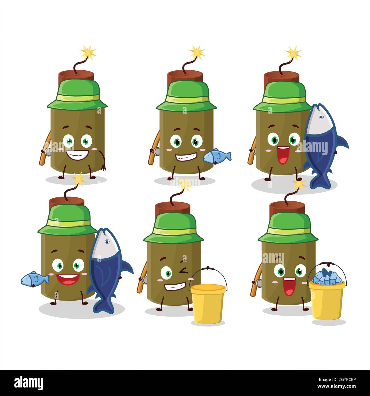 A fisherman firecracker explosive cartoon picture catch a big fish ...