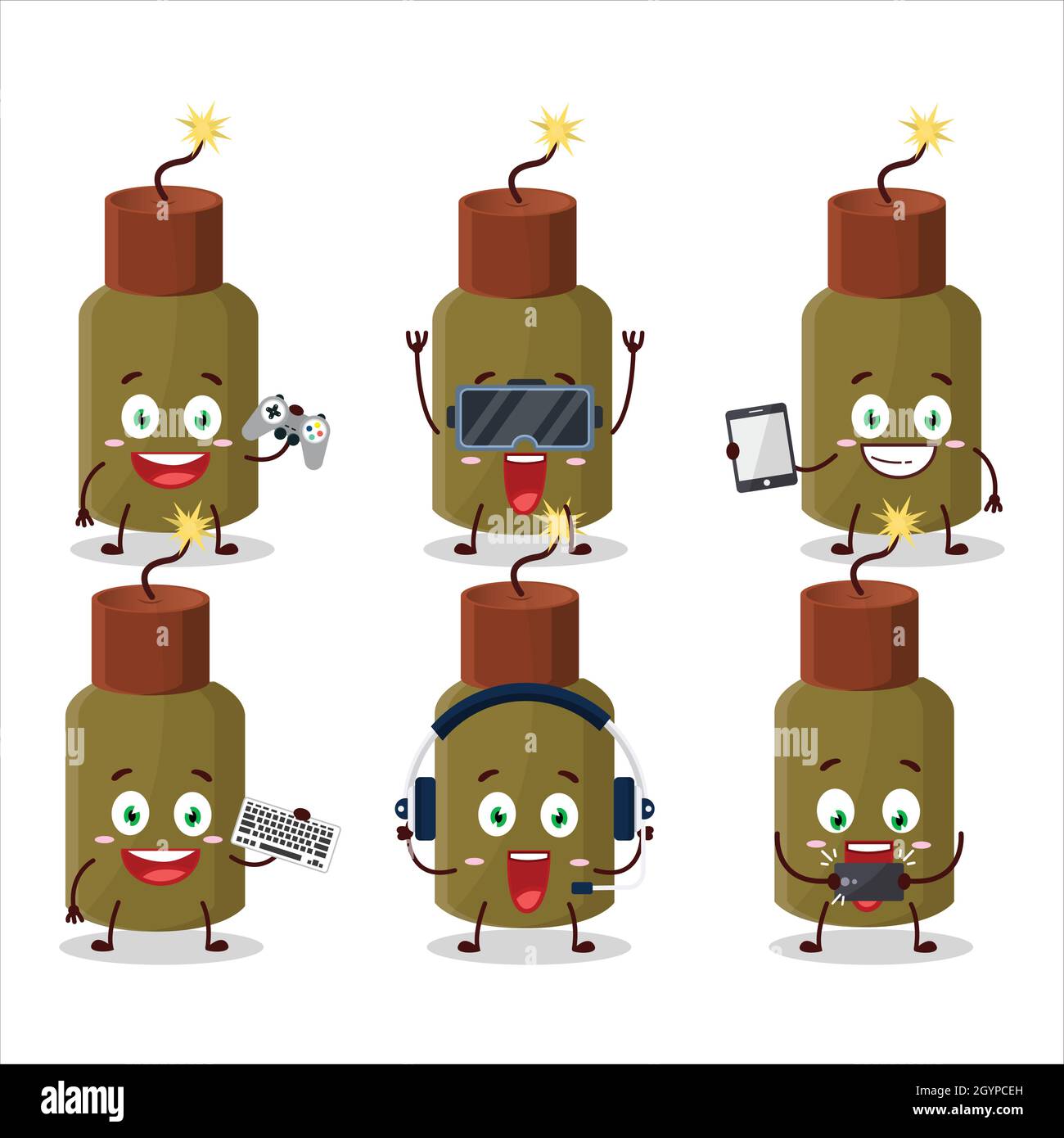 Firecracker explosive cartoon character are playing games with various ...