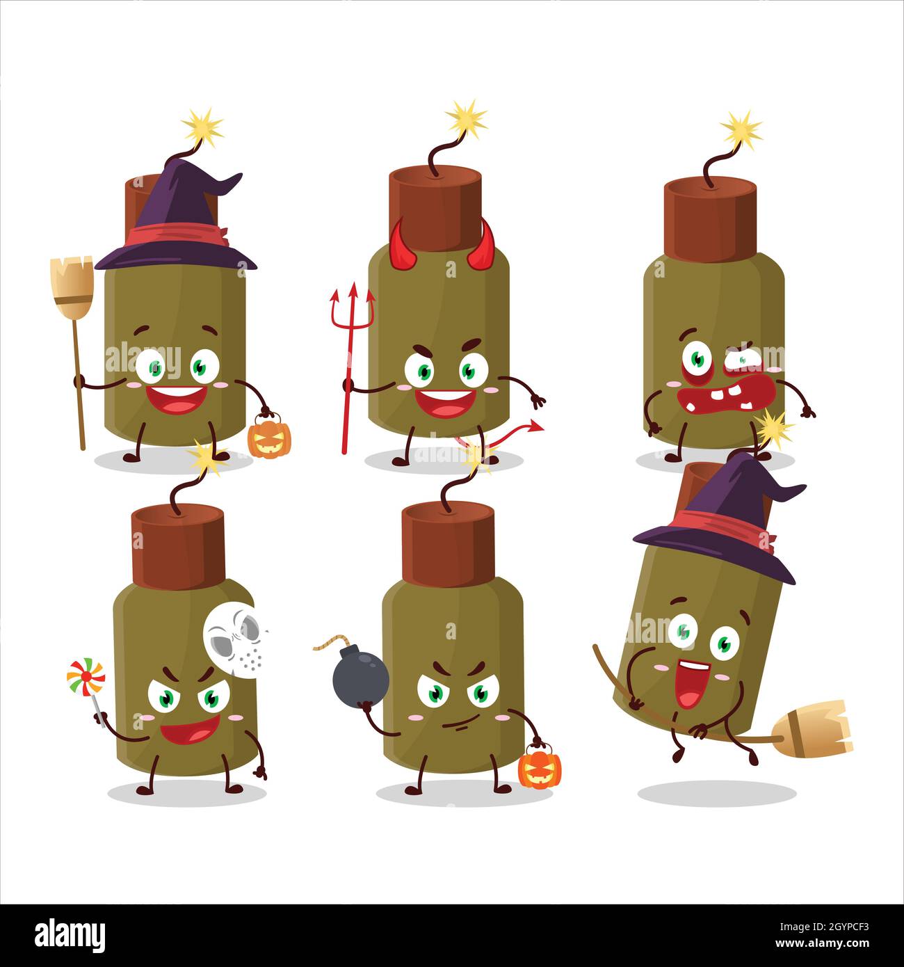 Halloween expression emoticons with cartoon character of firecracker ...