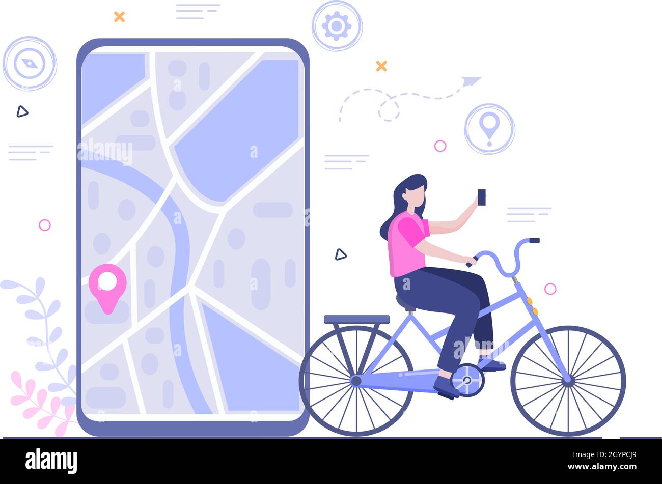 GPS Navigation Map and Compass on Location Search Application Shows the ...