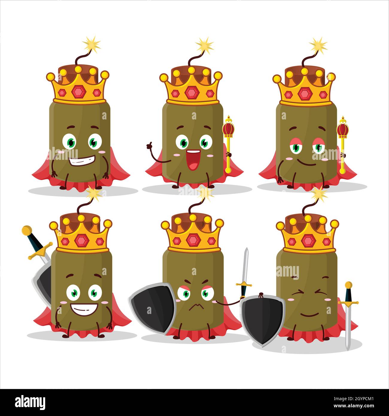 A Charismatic King firecracker explosive cartoon character wearing a ...