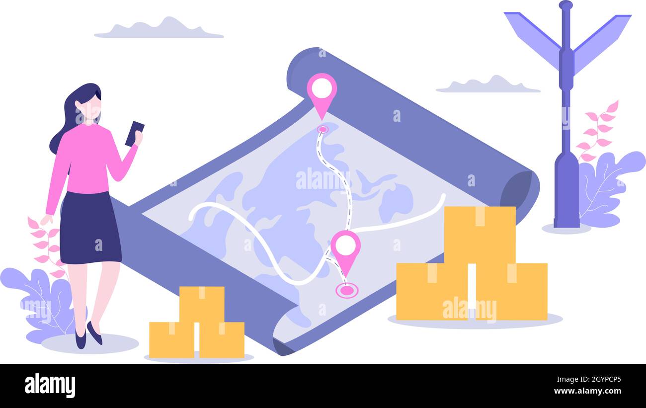 GPS Navigation Map and Compass on Location Search Application Shows the ...