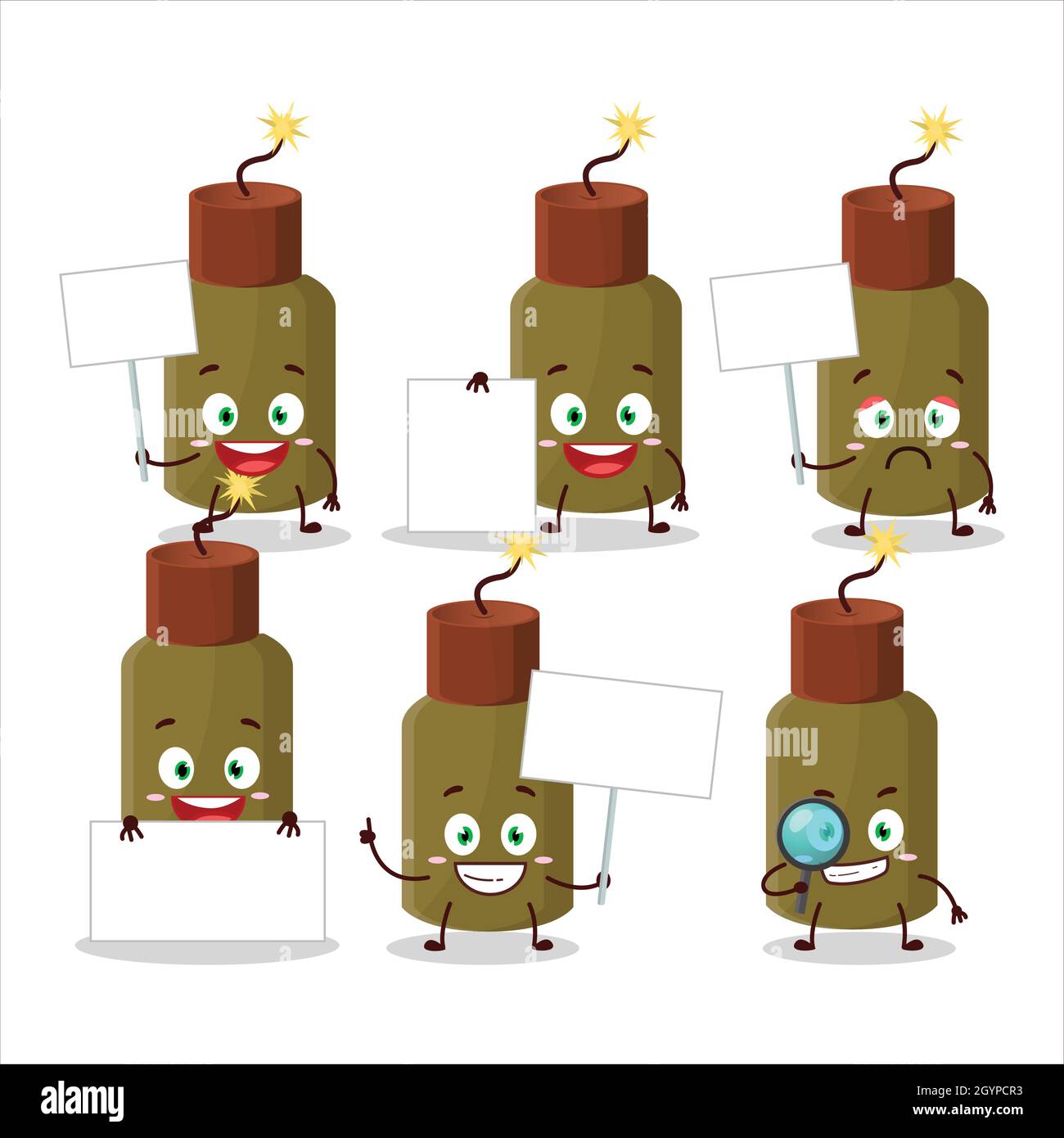 Firecracker explosive cartoon character bring information board. Vector ...