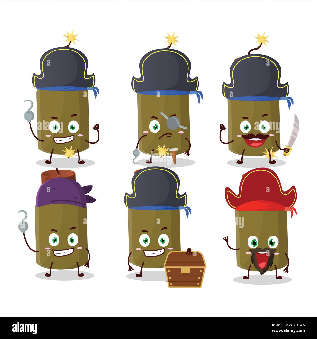 Cartoon character of firecracker explosive with various pirates ...