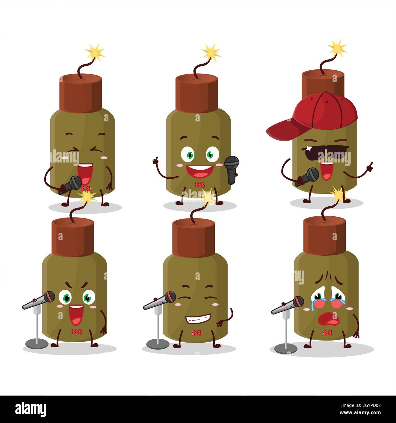 A Cute Cartoon design concept of firecracker explosive singing a famous ...