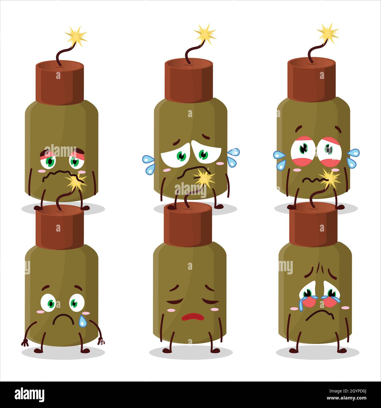 Firecracker explosive cartoon character with sad expression. Vector ...