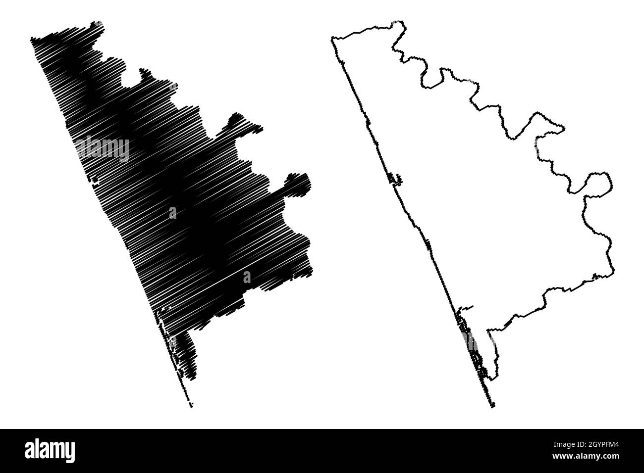 Kasaragod district (Kerala State, Republic of India) map vector ...