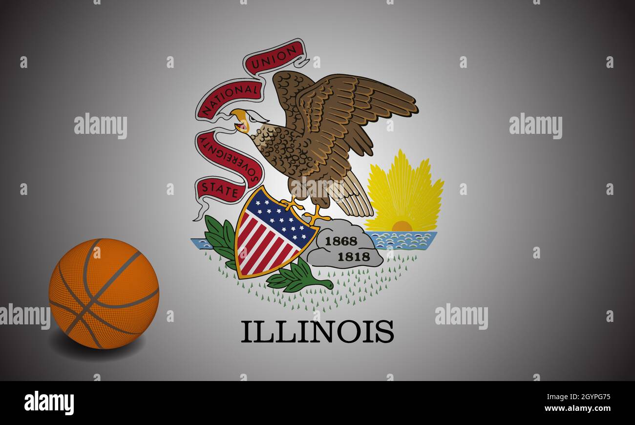 Illinois flag with realistic basketball ball, vector Stock Vector Image ...