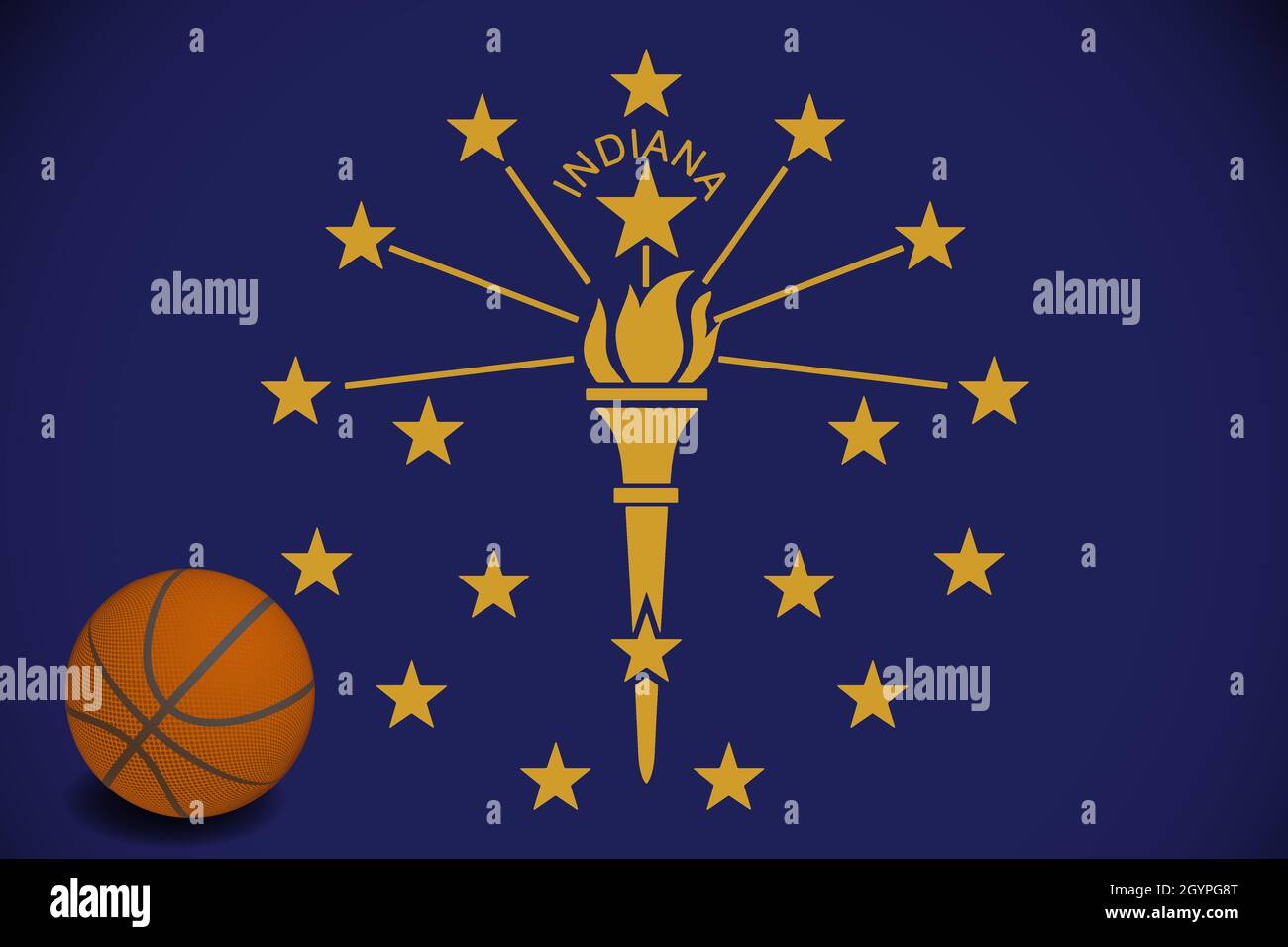 Indiana flag with realistic basketball ball, vector Stock Vector Image ...