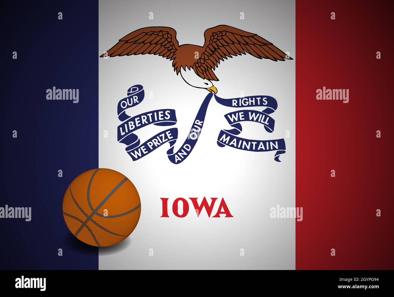 Iowa flag with realistic basketball ball, vector Stock Vector Image ...