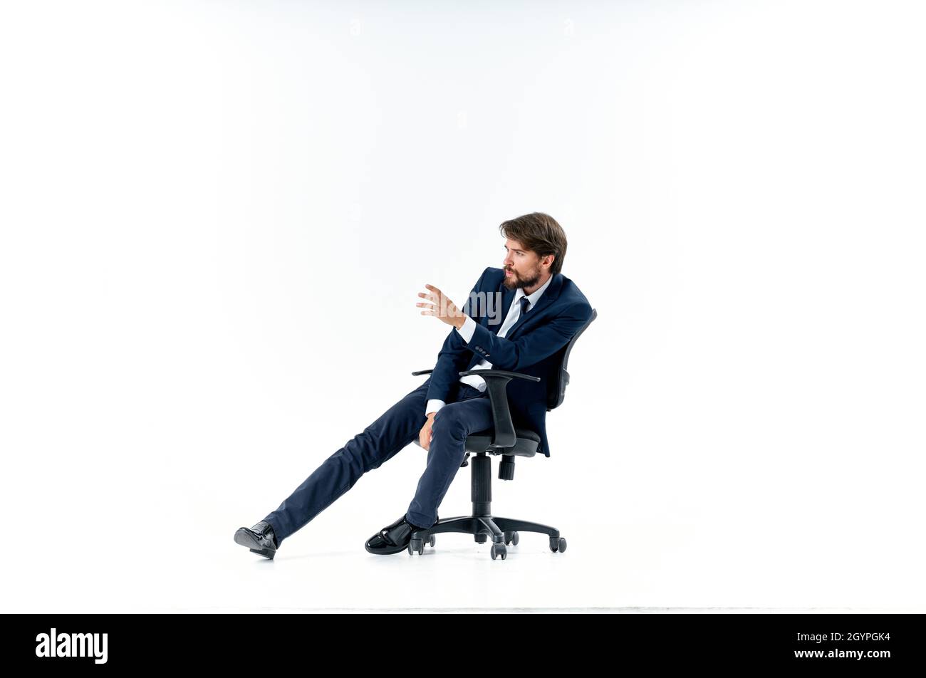 business man sitting in chair office work manager isolated background ...