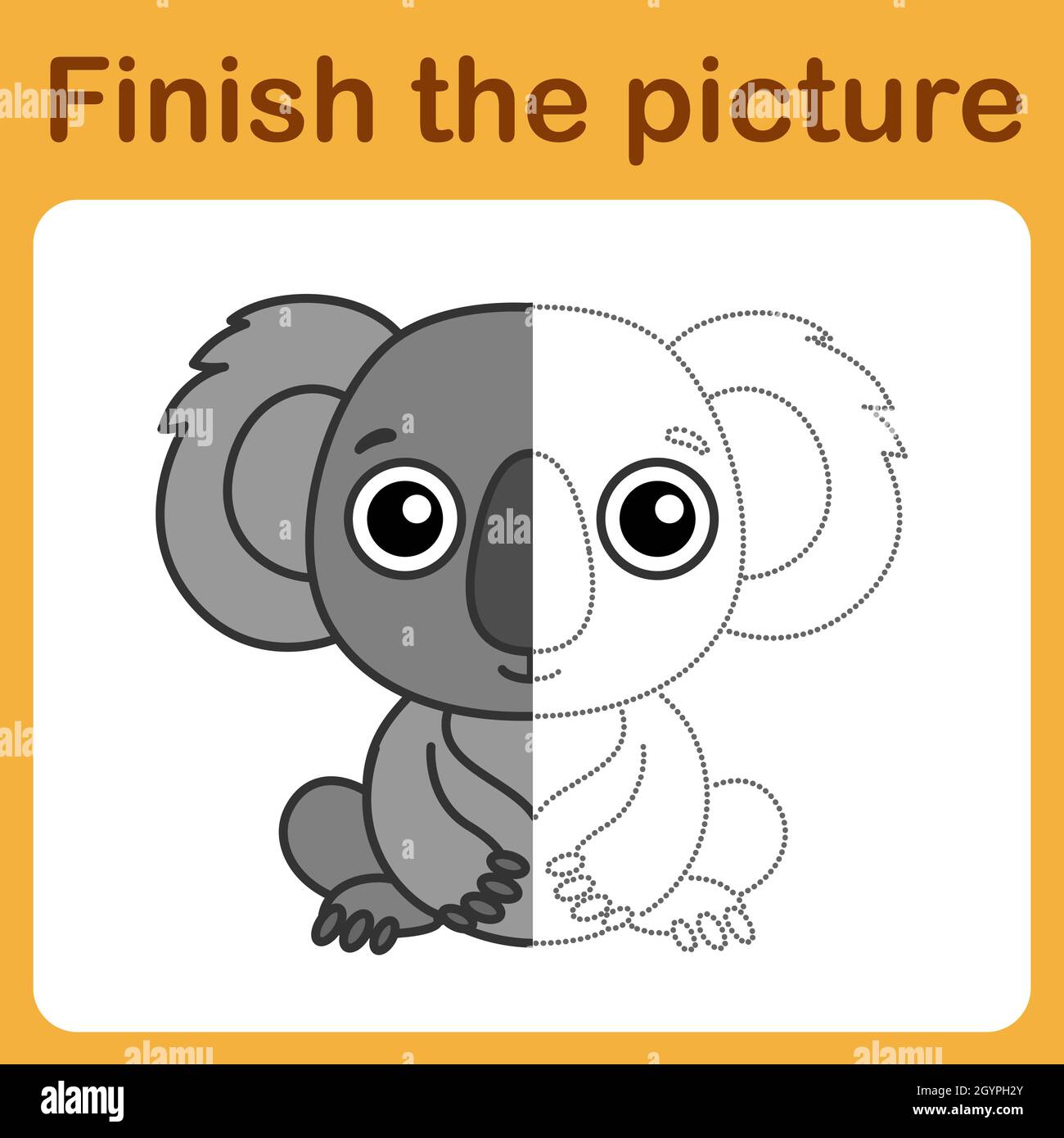 onnect the dot and complete the picture. Simple coloring koala. Drawing ...